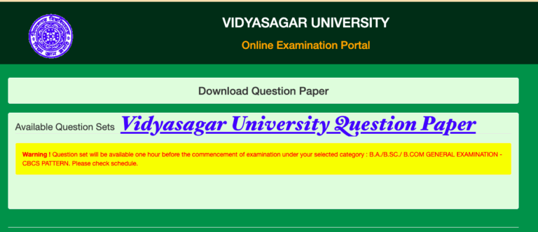Vidyasagar University Question Paper; Download UG, PG Semester Exams